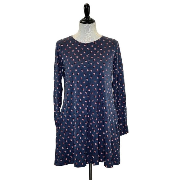 Boden | Dresses | Boden Tunic Dress Navy Pink Shadow Dot | Poshmark